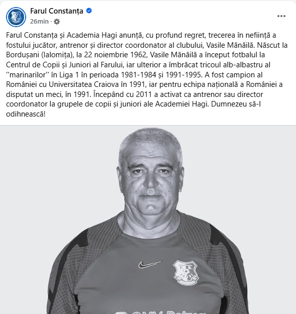 A murit Vasile Mănăilă, antrenor și fost campion al României la fotbal ...