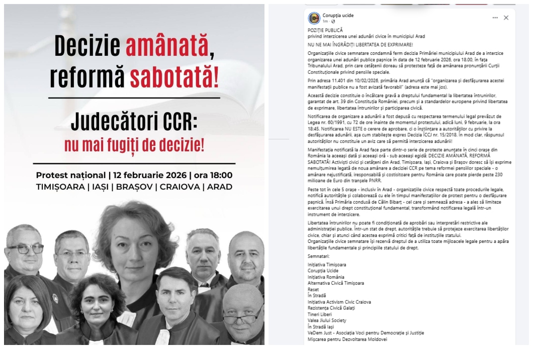 Primăria Arad interzice protestul împotriva amânării deciziei CCR ...